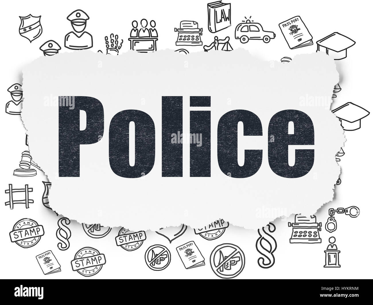 Law concept: Police on Torn Paper background Stock Photo - Alamy