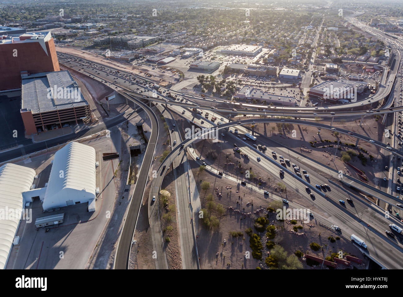 Las Vegas, Nevada, USA - March 13, 2017: Aerial view of downtown ...