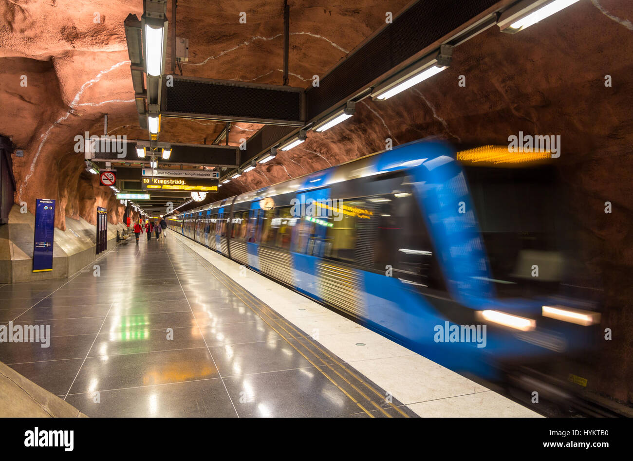 Train leaving Radhuset metro station in Stockholm Stock Photo - Alamy
