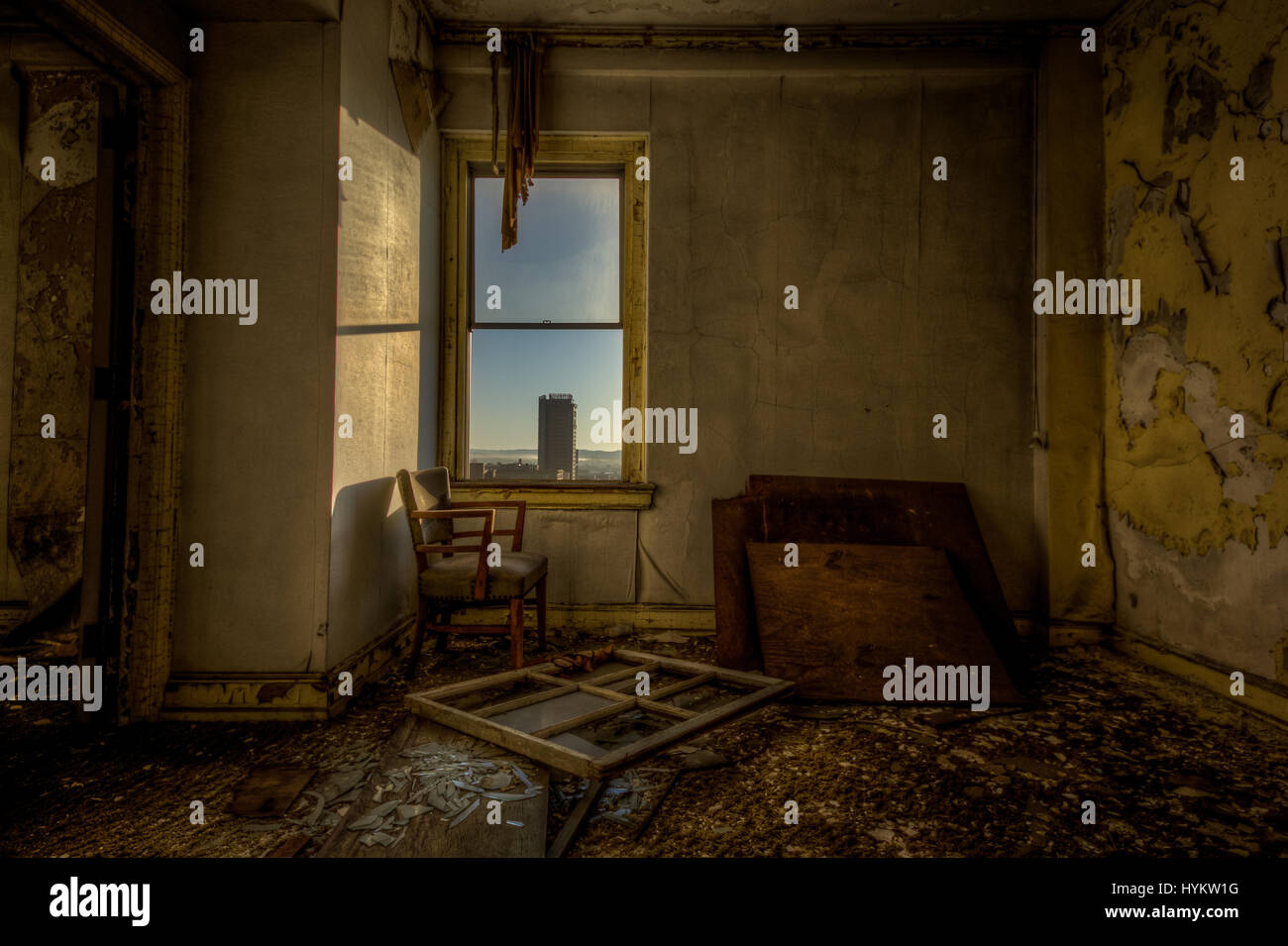 BIRMINGHAM, ALABAMA, USA: One of many rotting rooms in the hotel that ...