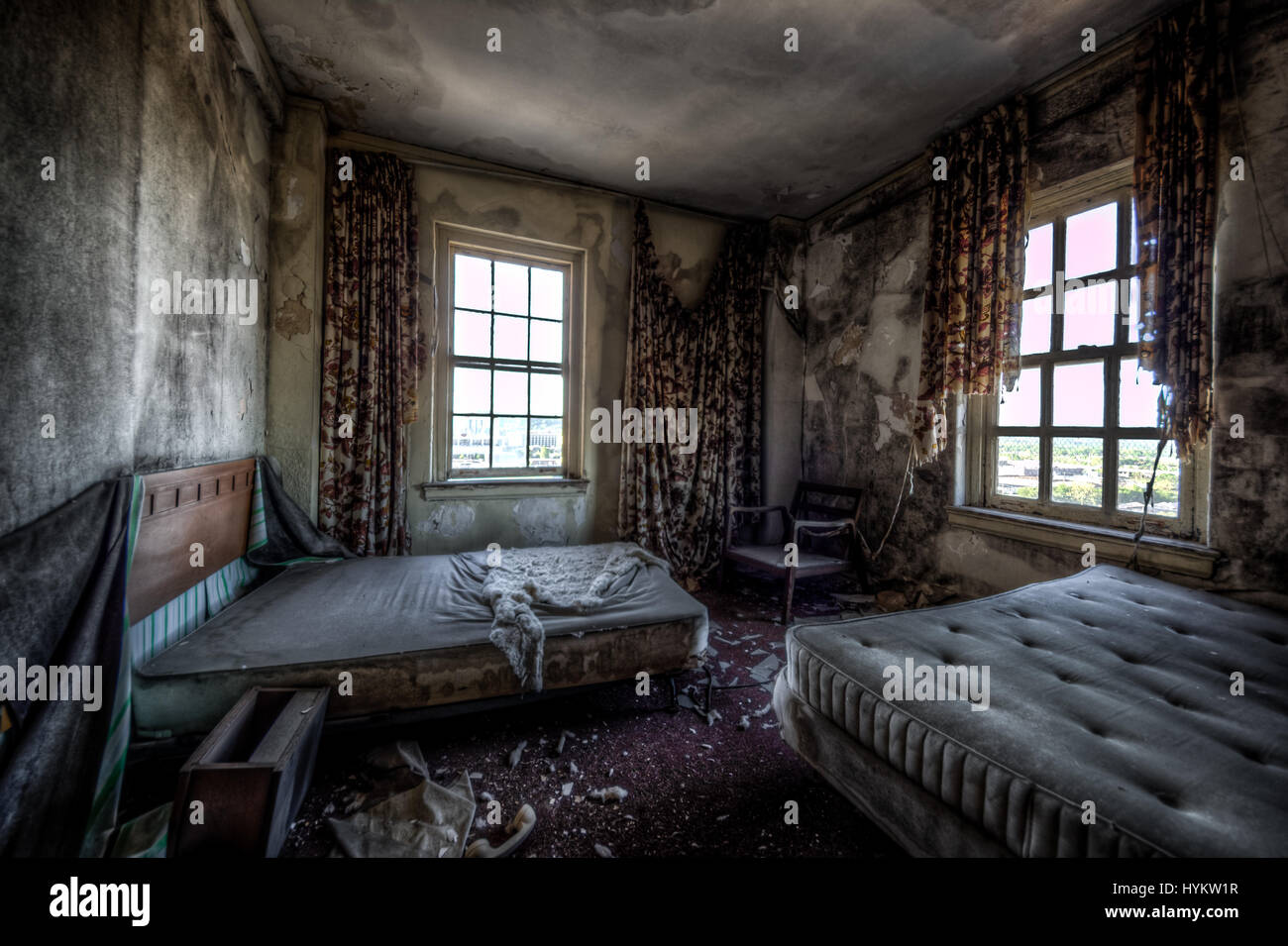 BIRMINGHAM, ALABAMA, USA: One of many rotting rooms in the hotel that ...