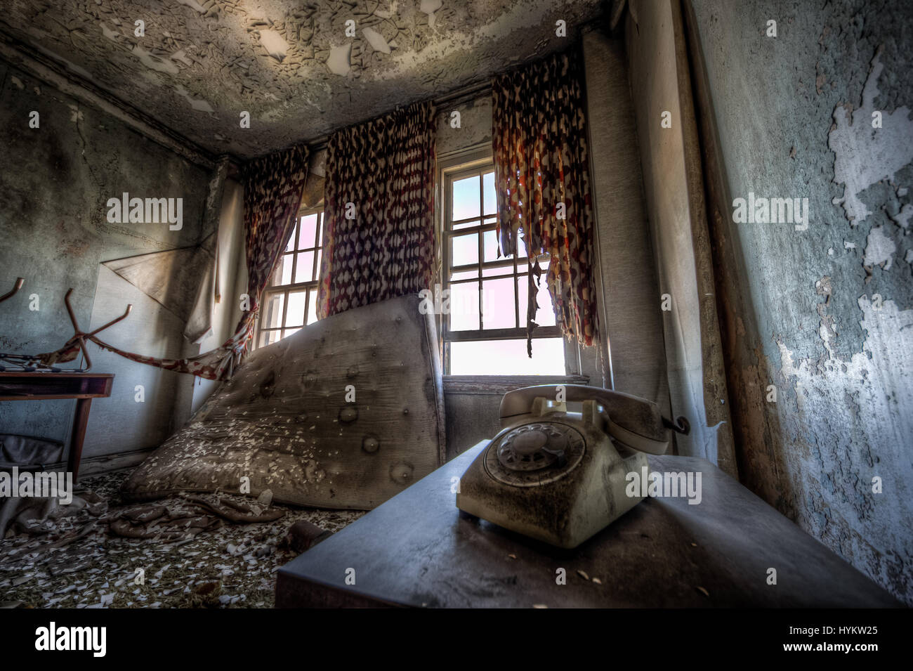 BIRMINGHAM, ALABAMA, USA: One of many rotting rooms in the hotel that ...