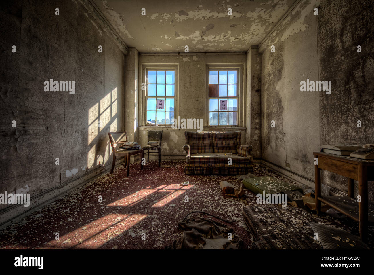 BIRMINGHAM, ALABAMA, USA: One of many rotting rooms in the hotel that ...