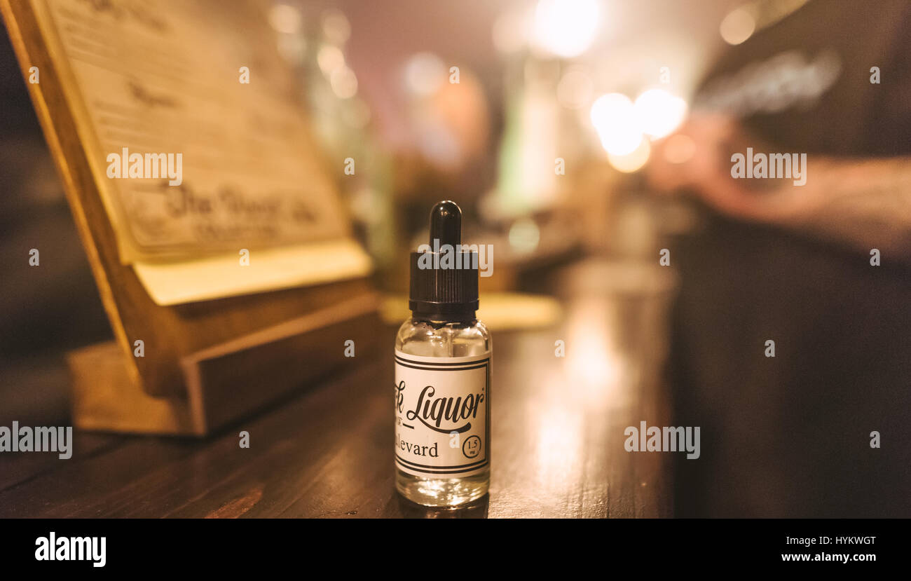 LONDON, UK: An e-liquid bottle. LIFTING the lid on UK underground ...