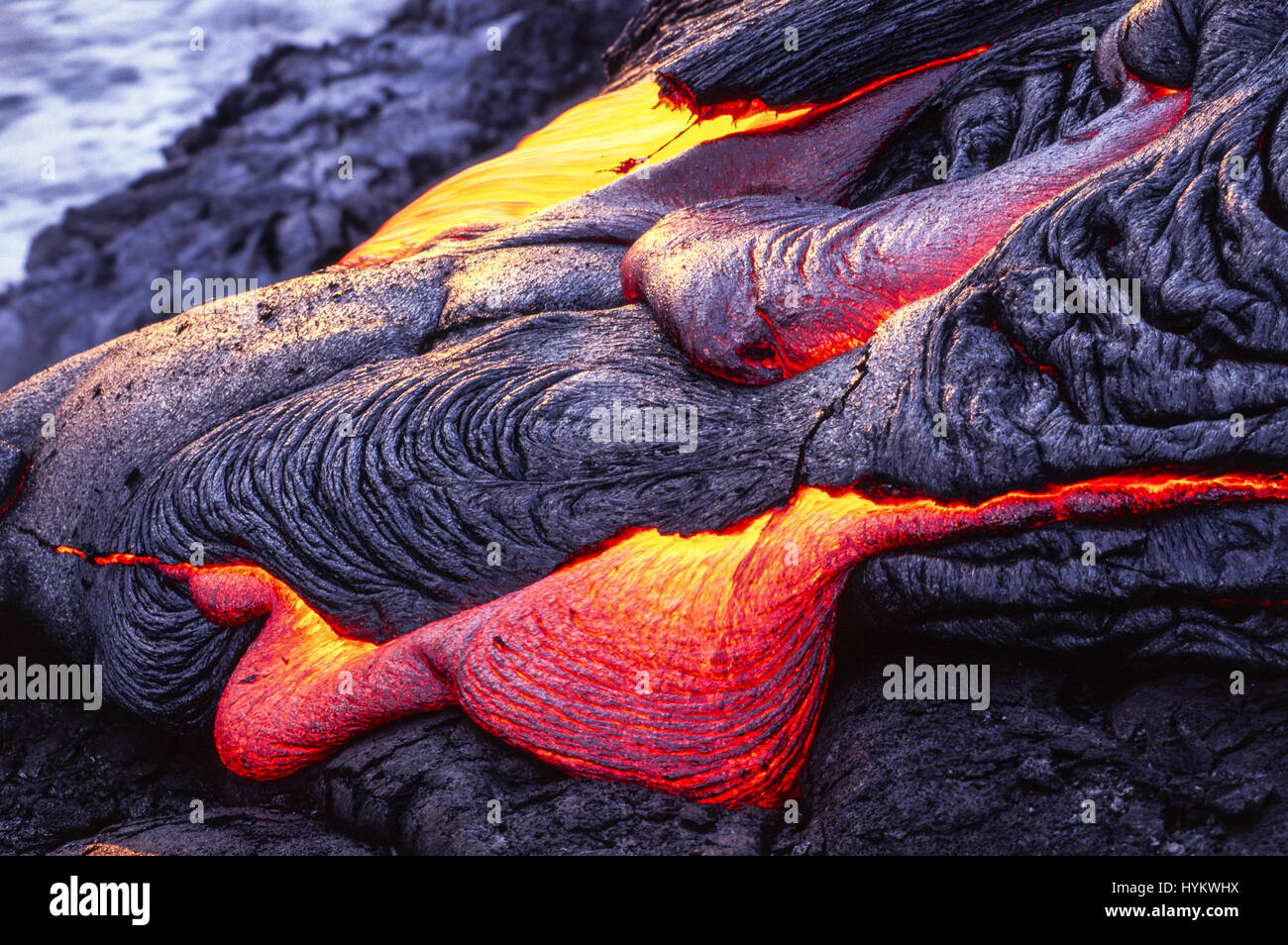 EXCLUSIVE BIG ISLAND, HAWAII: Pahoehoe lava flow about to enter ocean ...