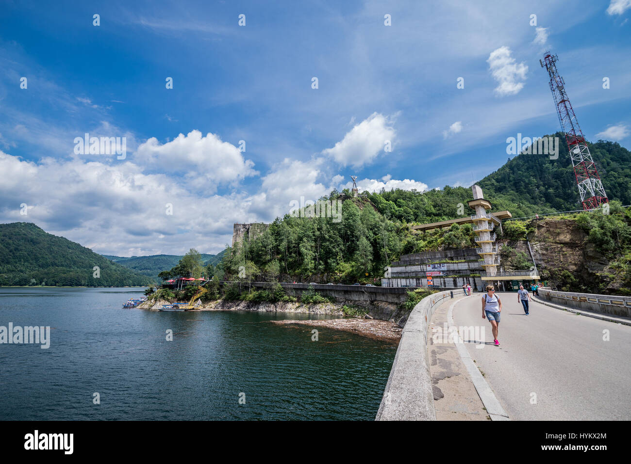 Vidaru Lake seen from Vidraru Dam - Romanian dam completed in 1966 on ...