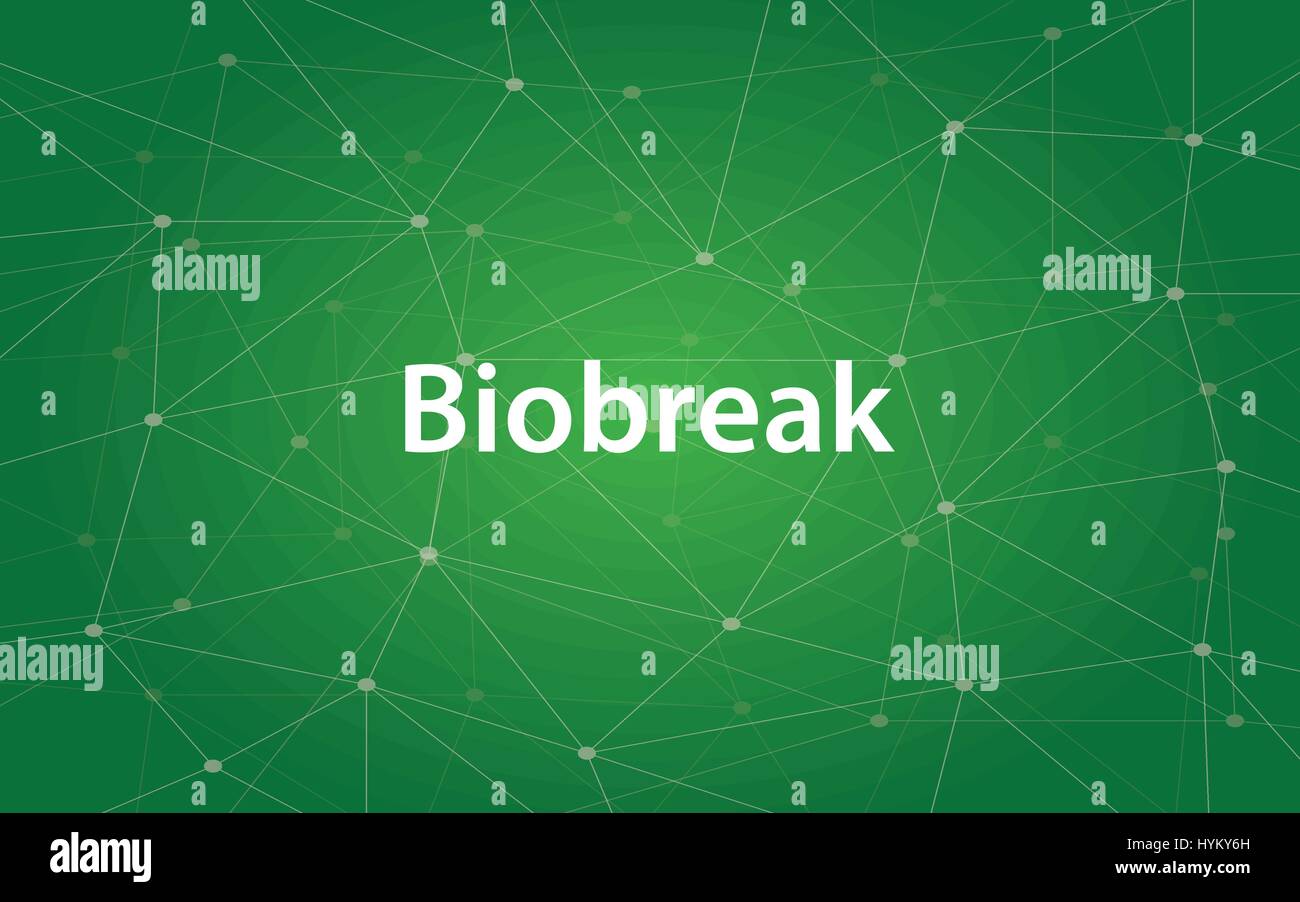 Biobreak white text illustration with green constellation as background ...
