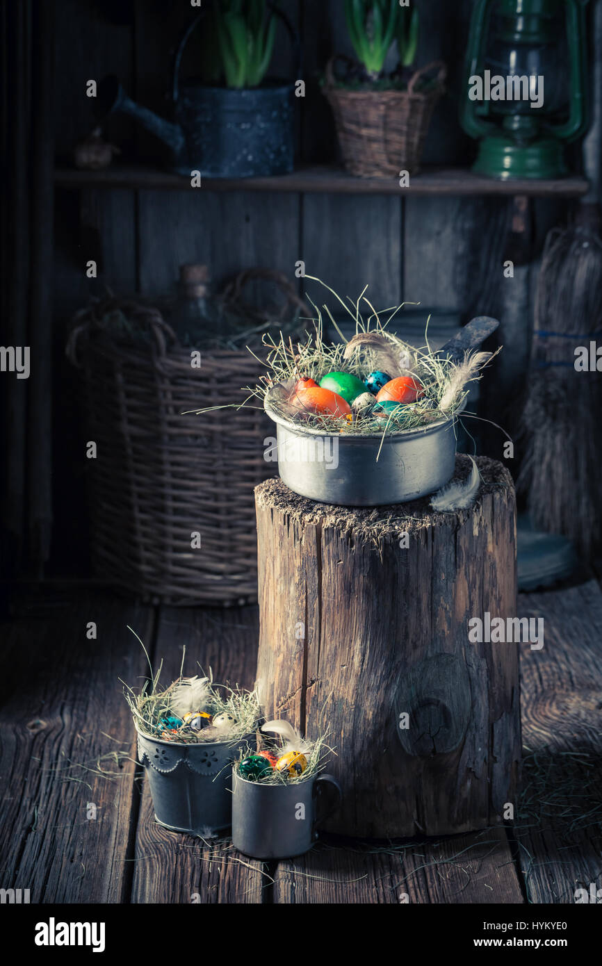 Farm Easter eggs in the rustic cottage Stock Photo - Alamy