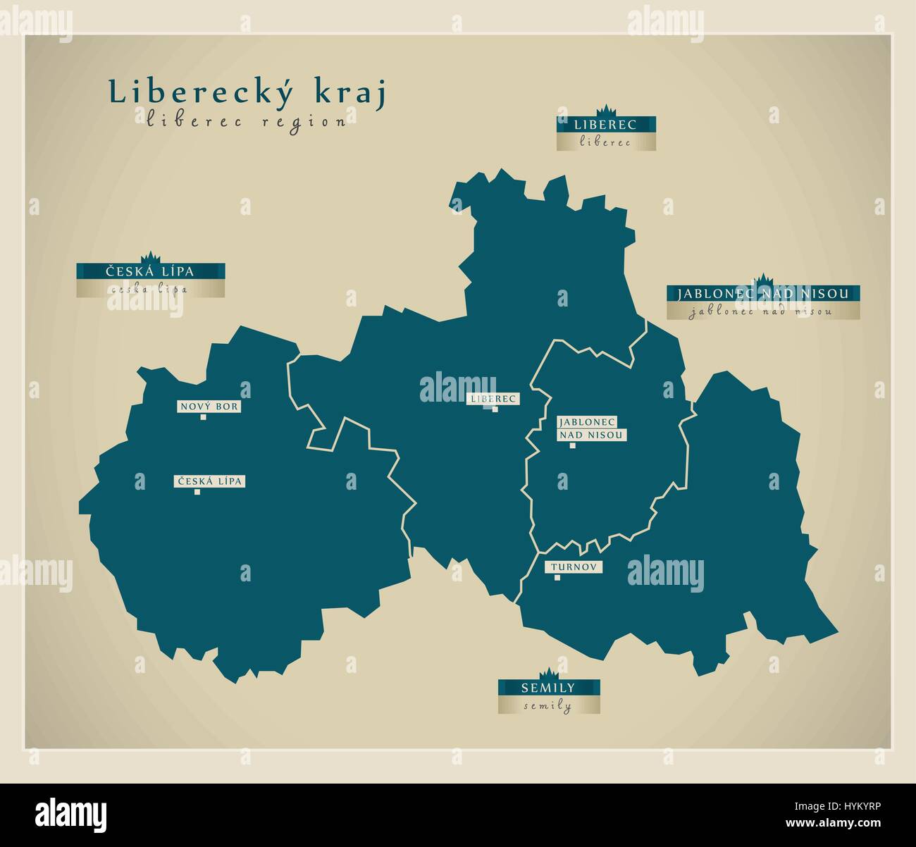 Modern Map - Liberecky kraj CZ Stock Vector Image & Art - Alamy