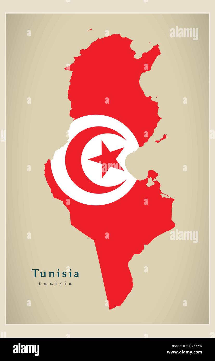 Modern Map - Tunisia flag colored TN Stock Vector Image & Art - Alamy