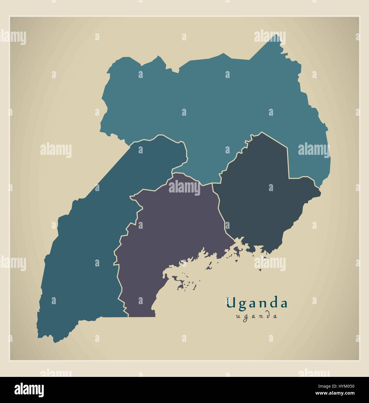 Modern Map - Uganda with regions colored UG Stock Vector Image & Art ...