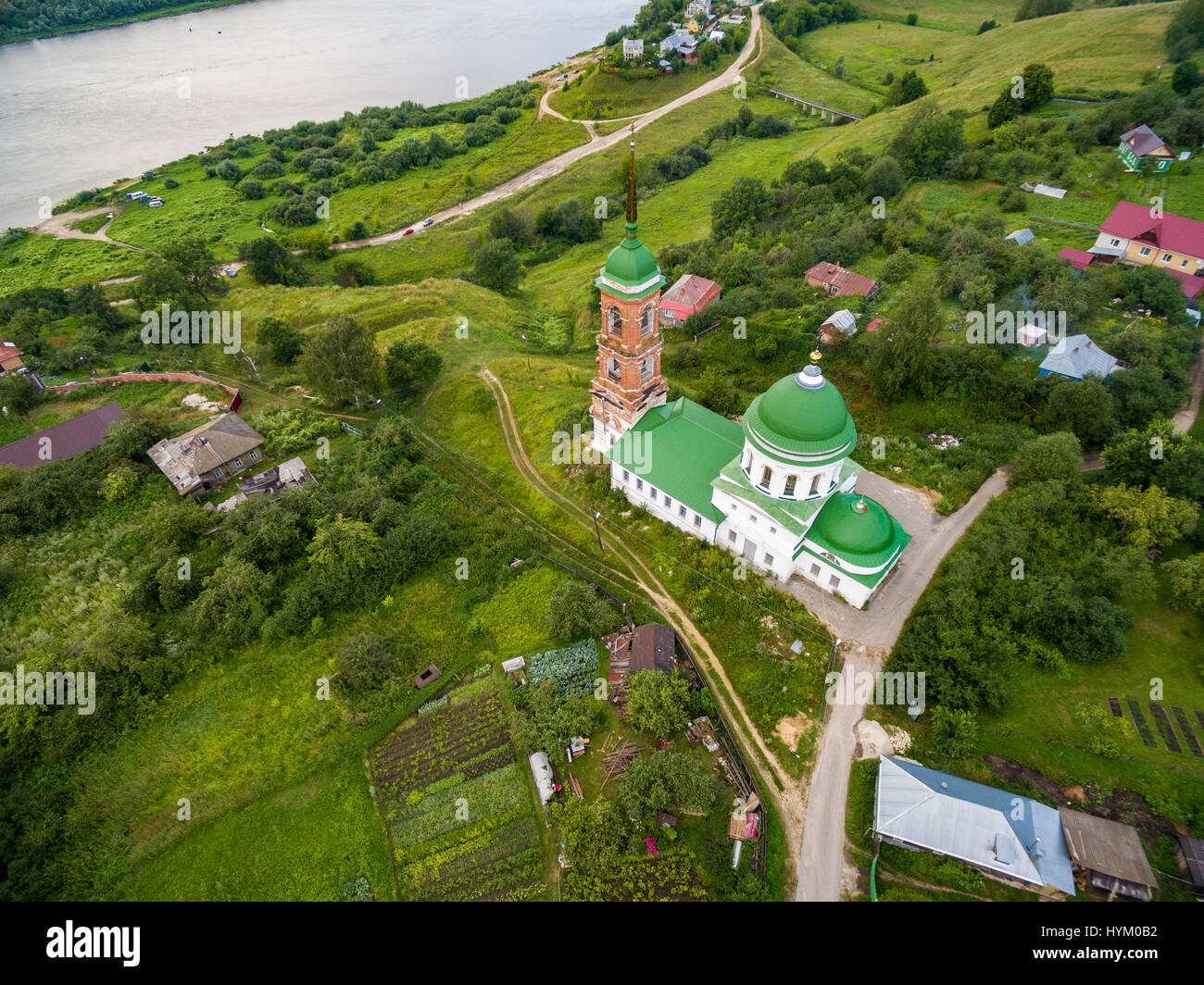 Small russian town aerial landscape Stock Photo - Alamy