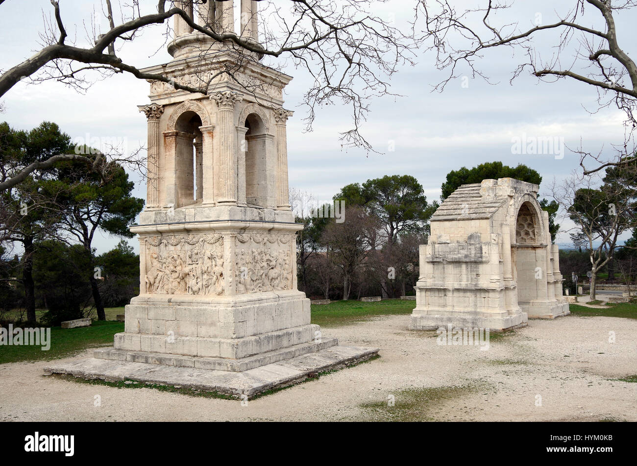 St Remy, France, Glanum, Roman Town, Mausoleum and Triumphal Arch Stock ...
