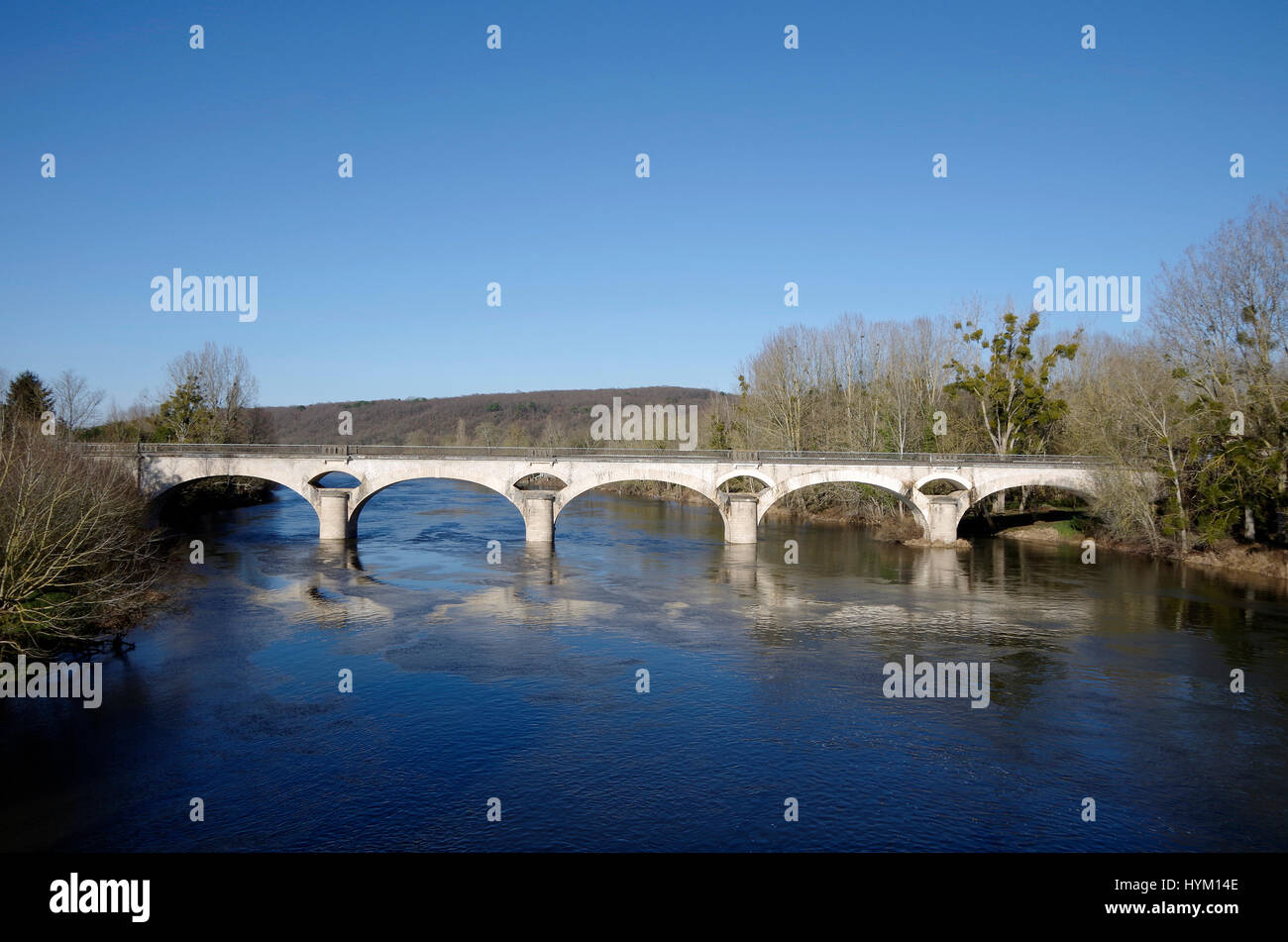 Five arch railway bridge across the river Vienne near Lussac les ...