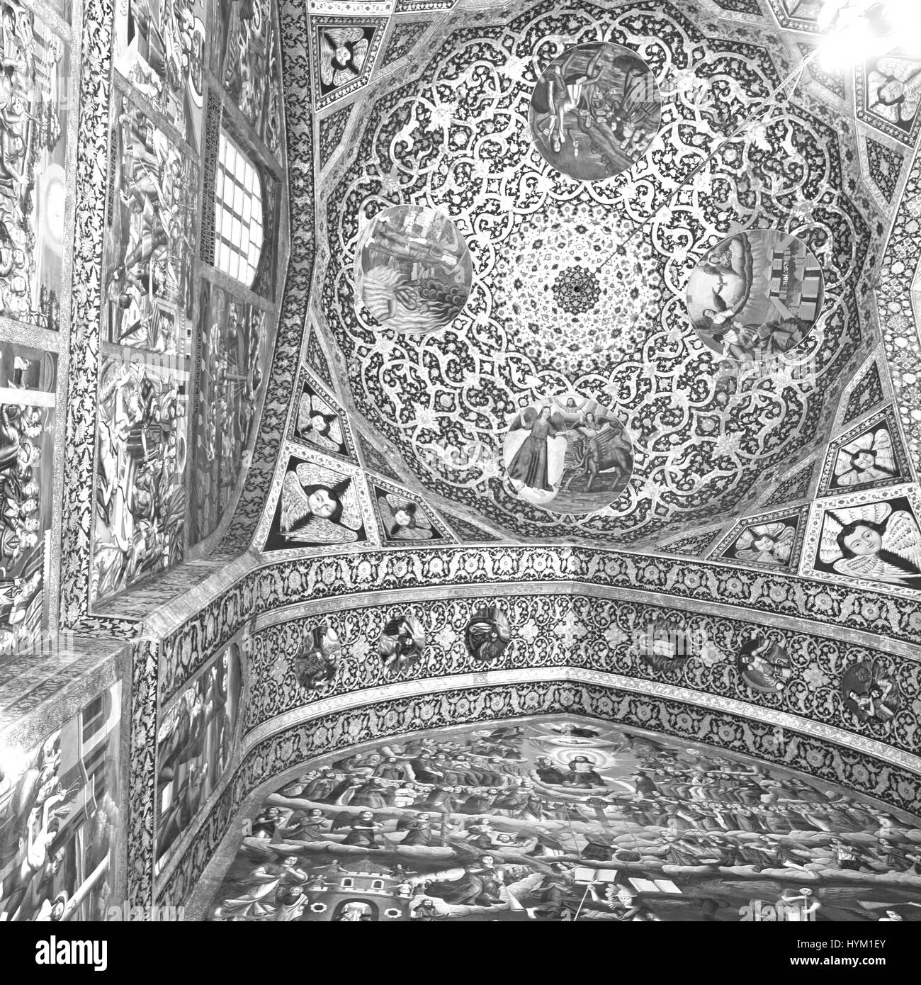 in iran the old cathedral and traditional gold wall painted Stock Photo ...