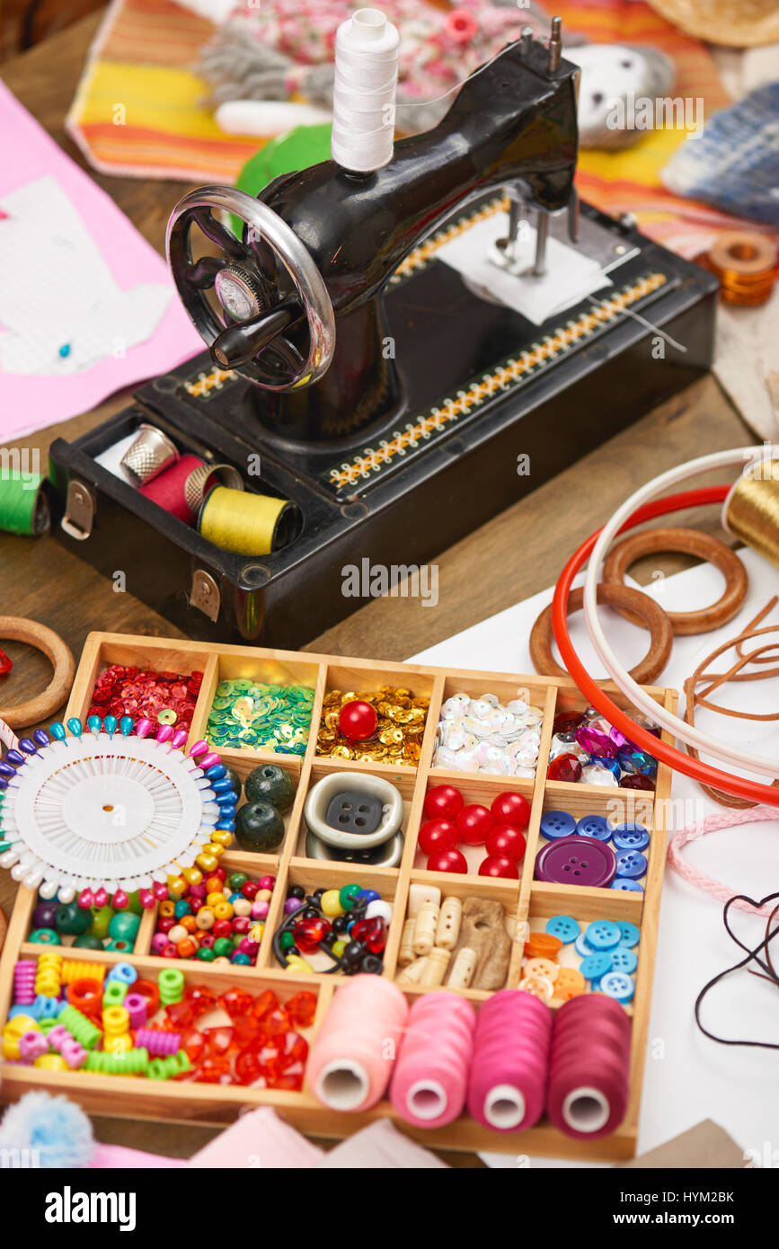 Dressmaker sewing machine top view hi-res stock photography and images ...