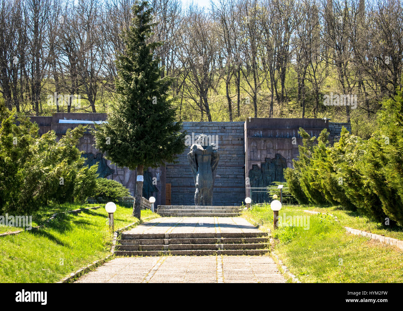 The statue of Samuil, king of Bulgaria 1000 years ago. On the hill ...