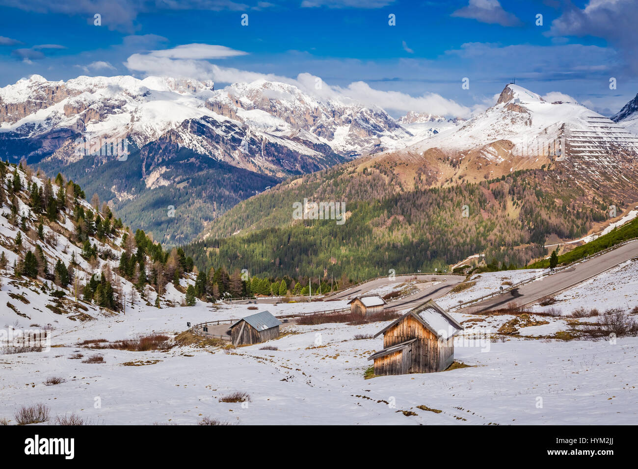 Spring in high Dolomites with snow, Alps, Italy, Europe Stock Photo - Alamy