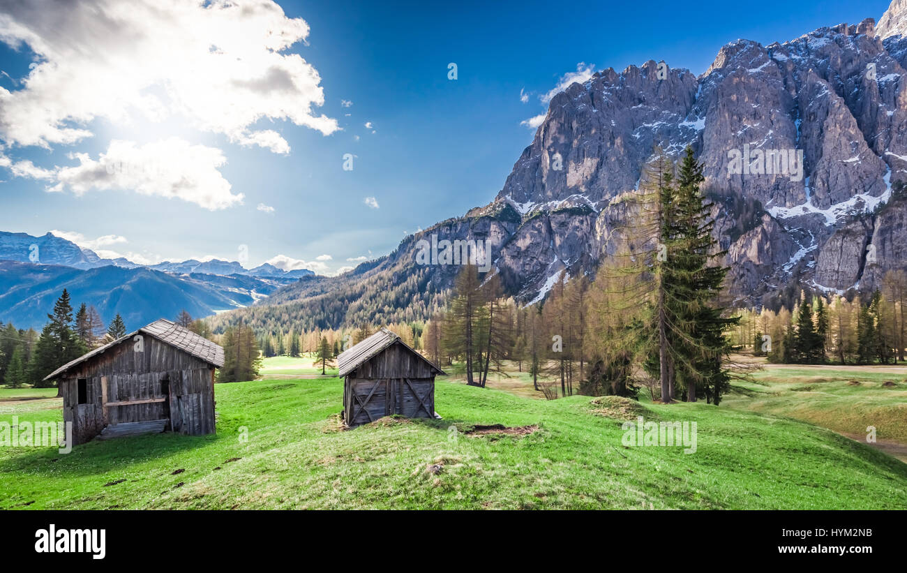 Beautiful small mountain hut in the dolomites, Italy, Europe Stock ...