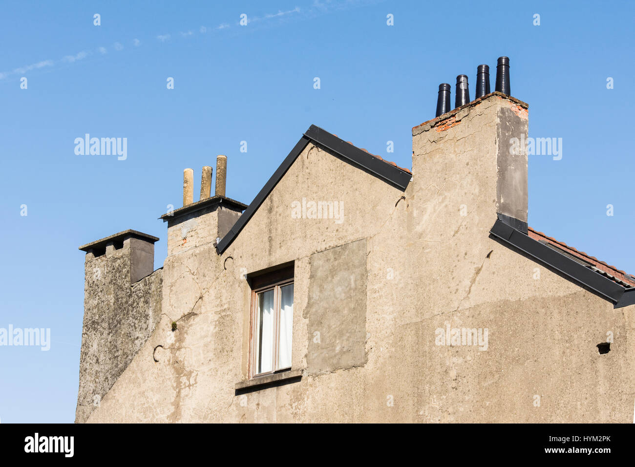 Typical chimneys on a house in the center of Brussels Stock Photo - Alamy