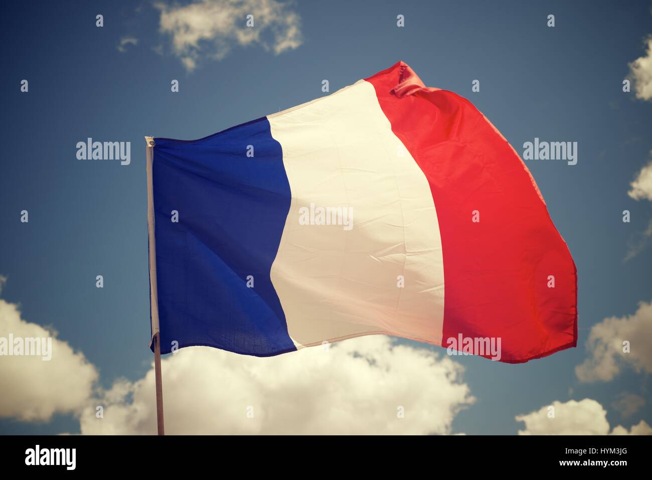 Close-up of the French national flag waving Stock Photo - Alamy