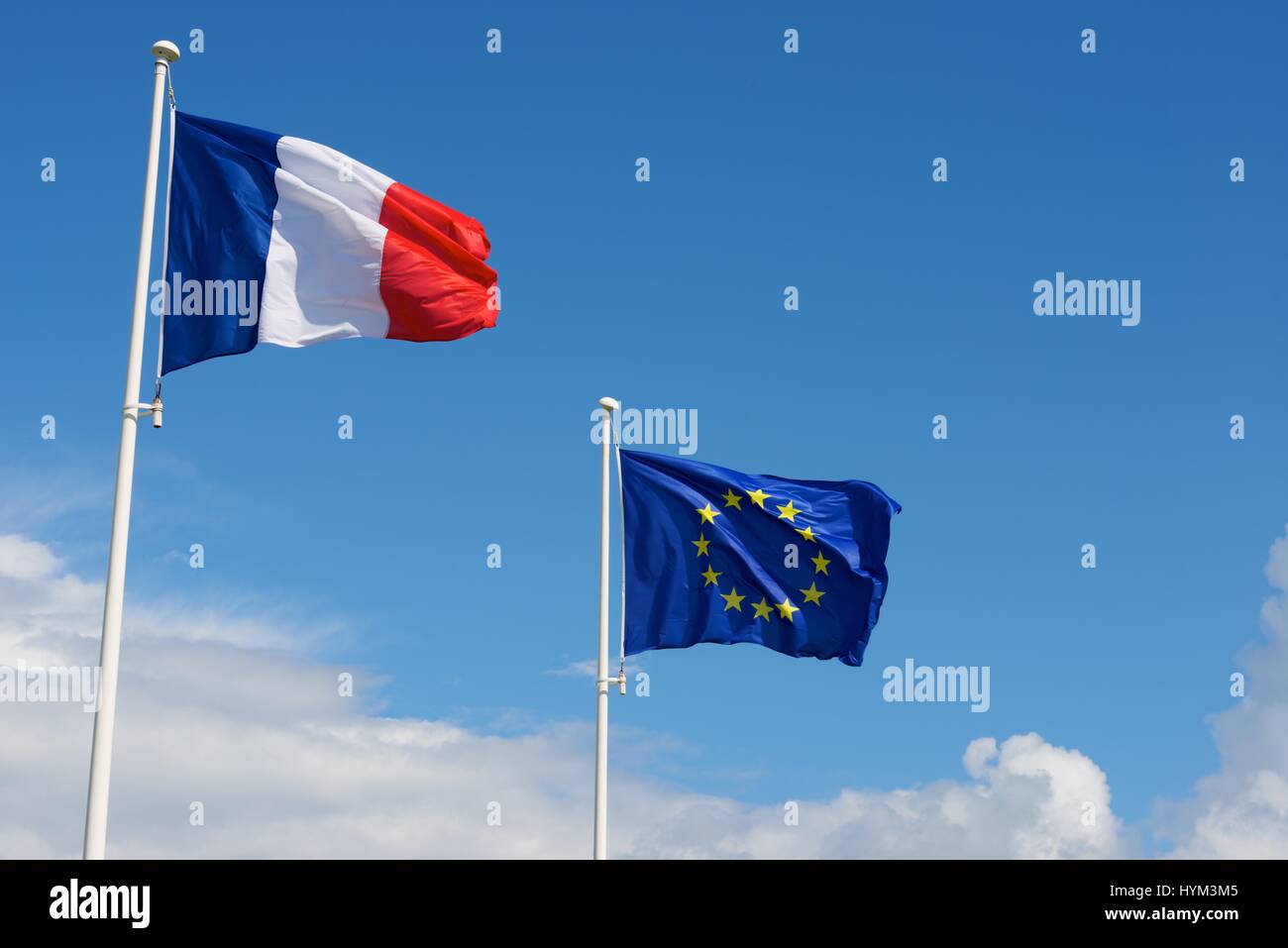 Close-up of the flags of the European Union and France Stock Photo - Alamy