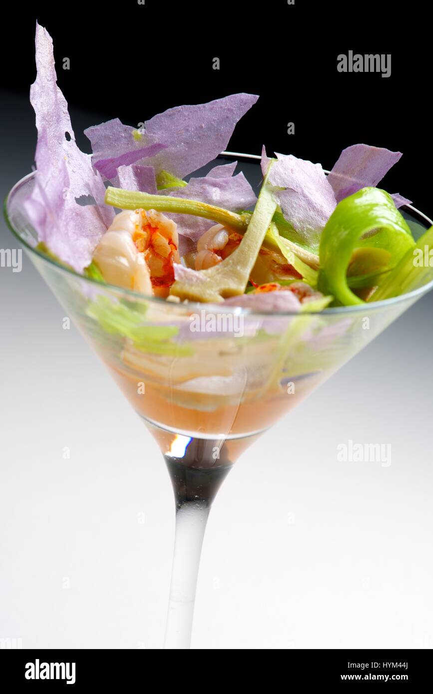 Prawn cocktail served in a crystal goblet Stock Photo - Alamy