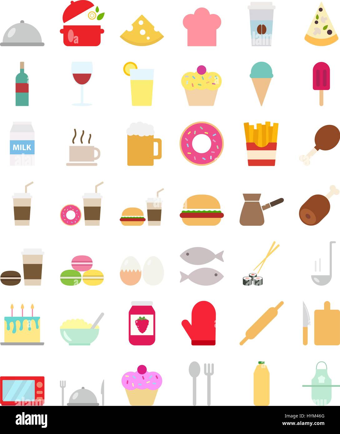Cooking foods icons set in flat style Stock Vector Image & Art - Alamy