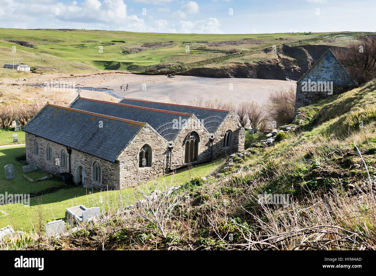 St Winwaloe church, Gunwalloe, Cornwall, UK Stock Photo - Alamy