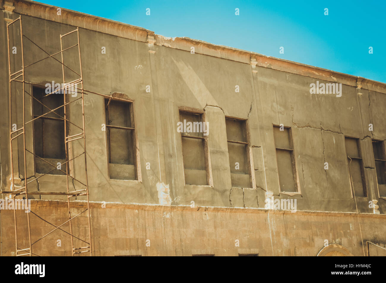 cairo, egypt, february 25,2017: old windows of building inside cairo ...