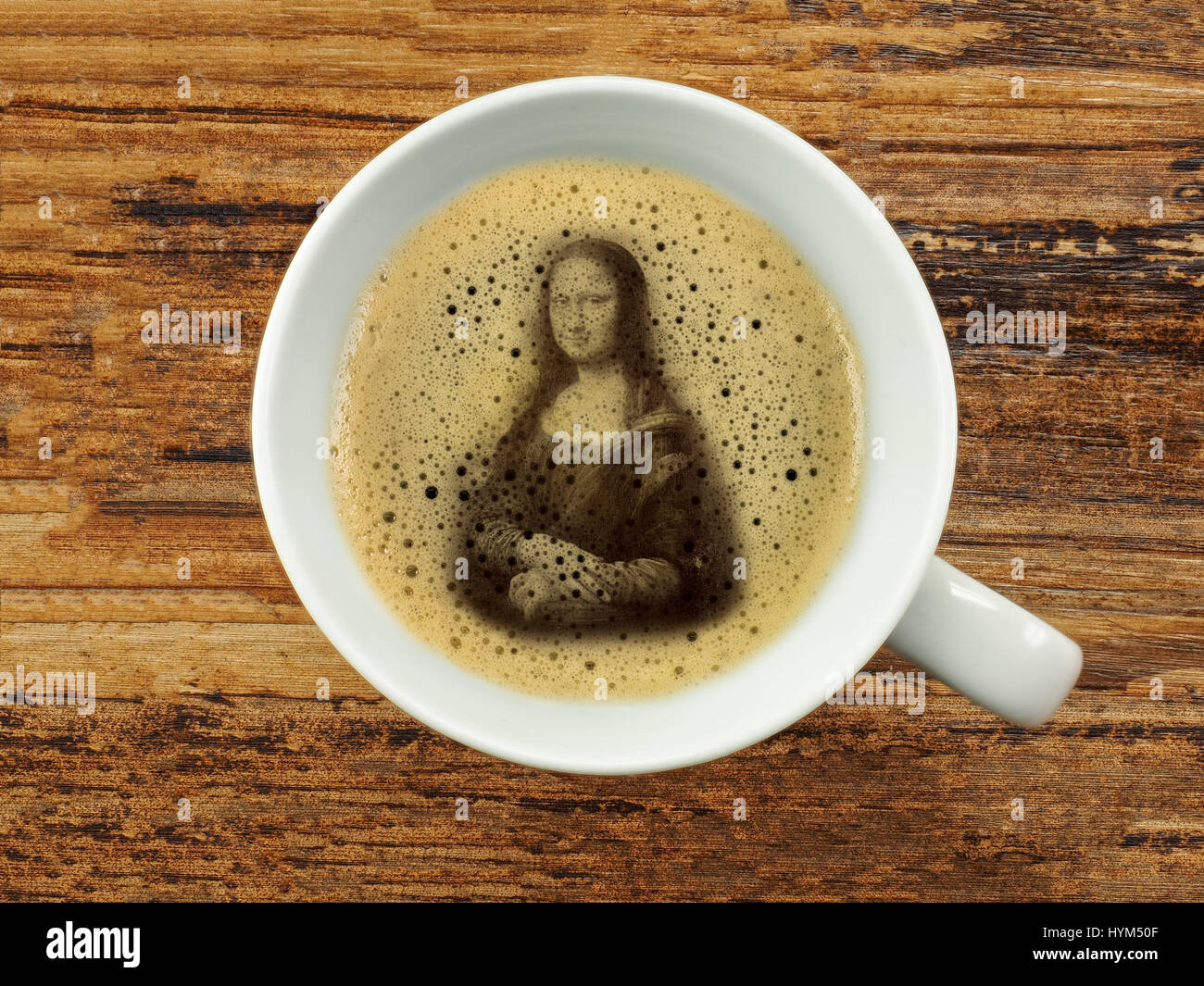 Mona lisa in coffee froth Stock Photo - Alamy