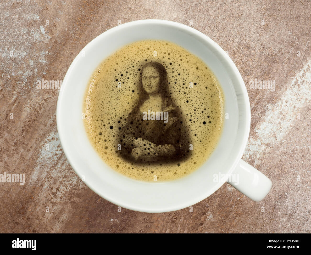 Mona lisa in coffee froth Stock Photo - Alamy