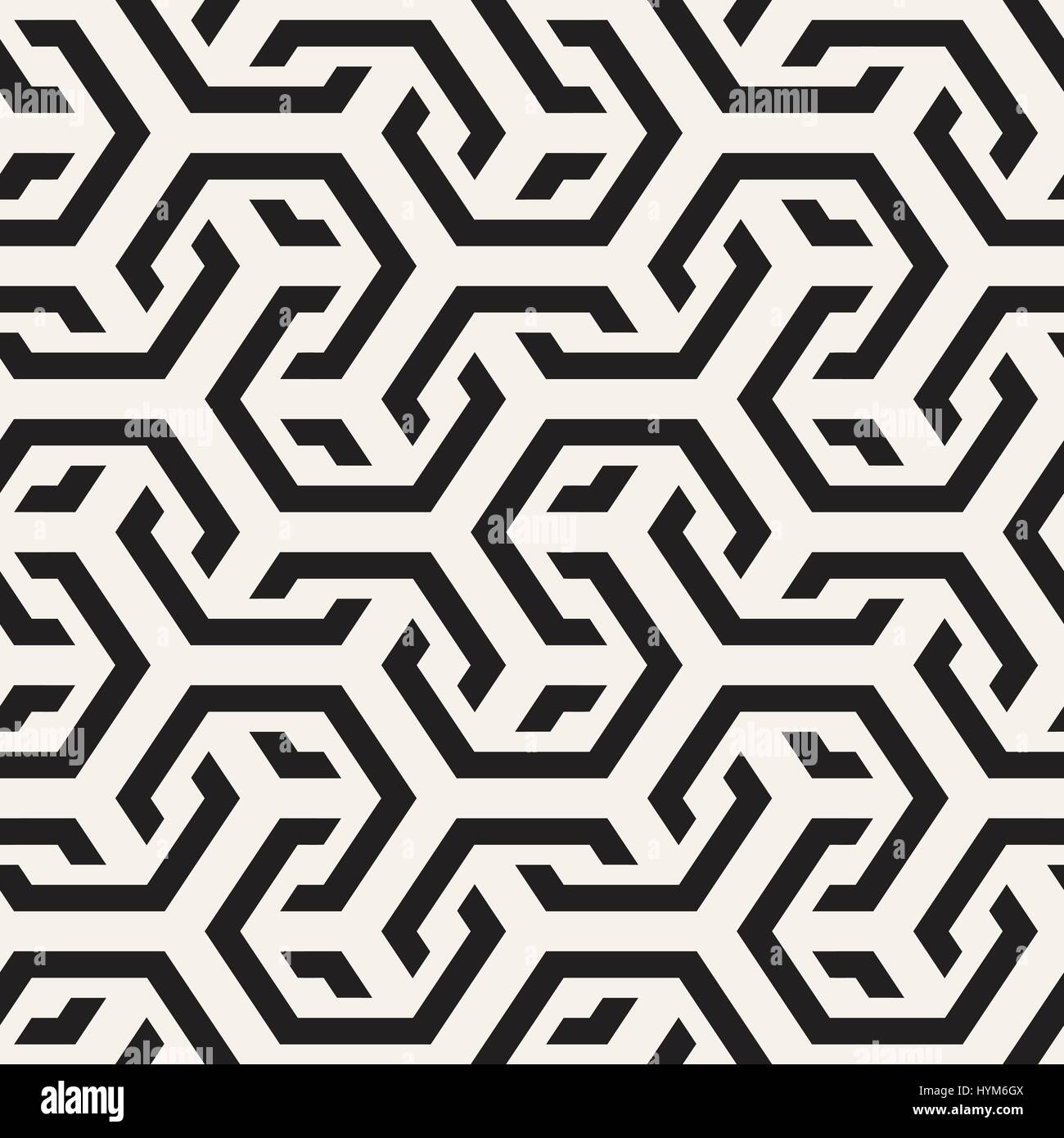Vector Seamless Interlacing Lines Pattern. Repeating Geometric Background With Hexagonal Lattice ...