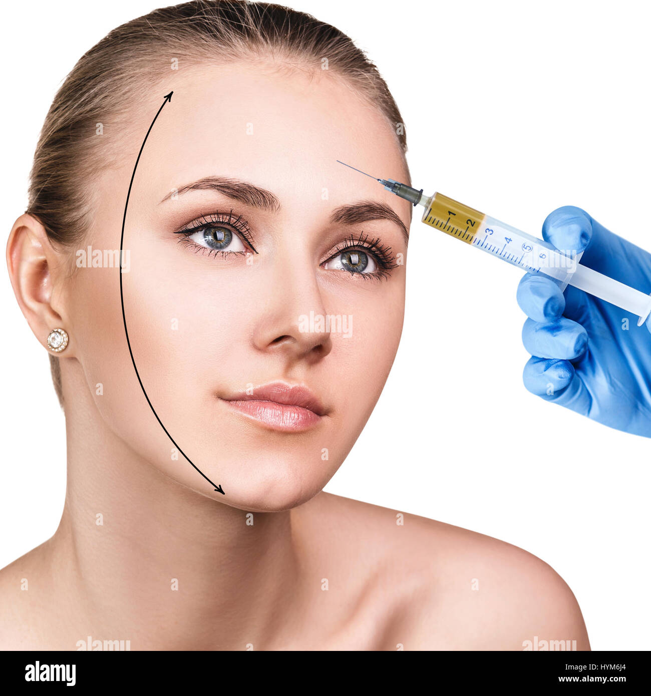 Young woman getting cosmetics injection Stock Photo - Alamy