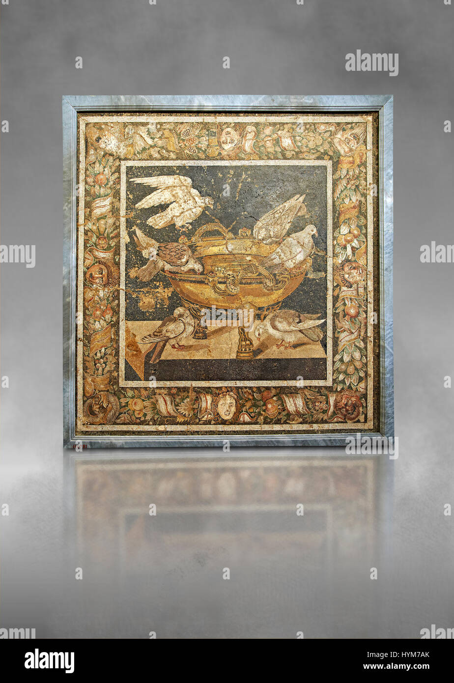 Roman mosaic of birds drinking from Pompeii, Naples Archaeological ...
