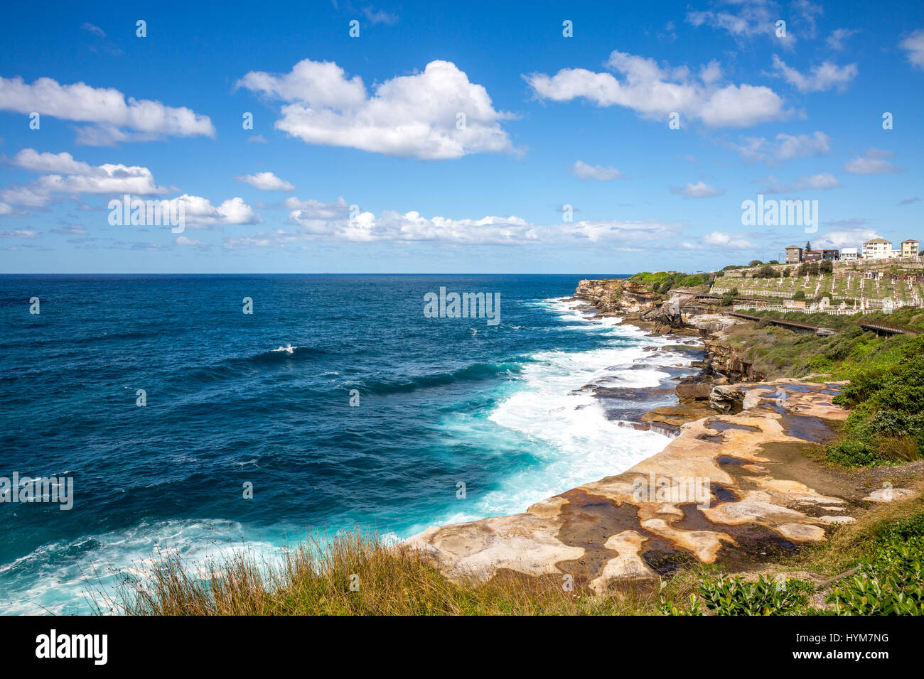 Bondi to Bronte coastal walk path, pictured here at Bronte and Waverley ...