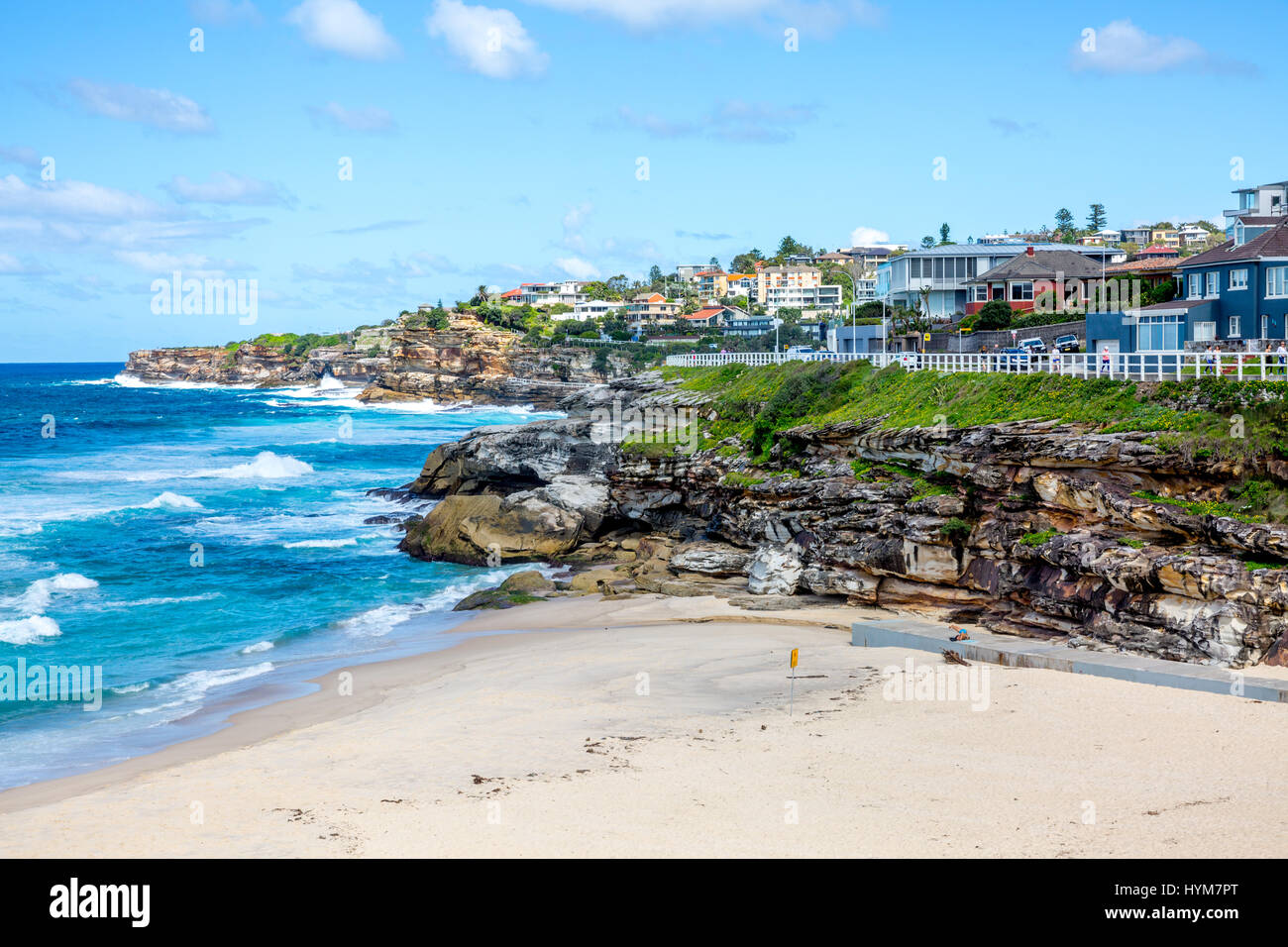 Tamarama beach and view of the coastal walk path in the eastern suburbs ...