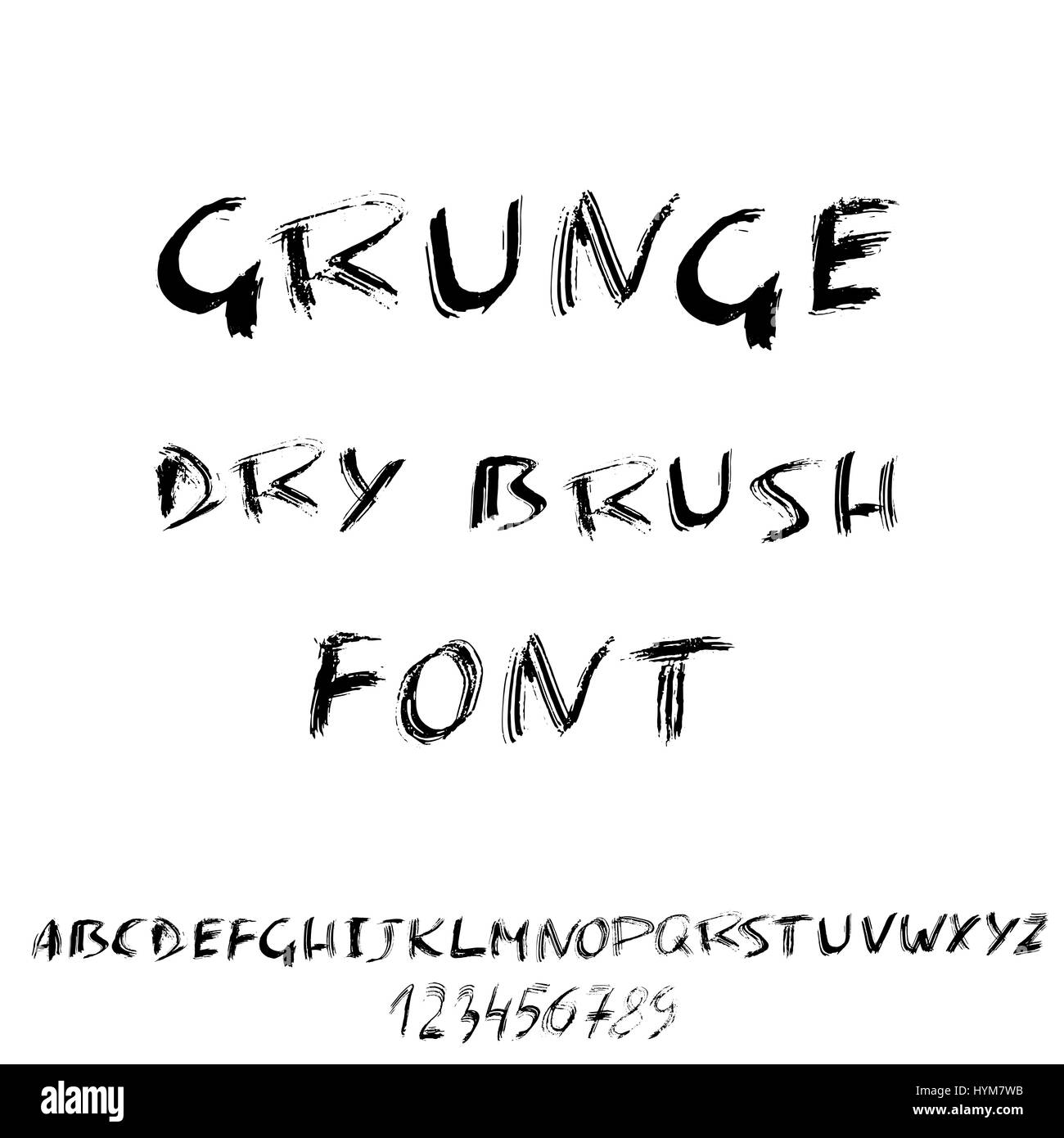 Hand drawn dry brush font. Modern brush lettering. Grunge style ...