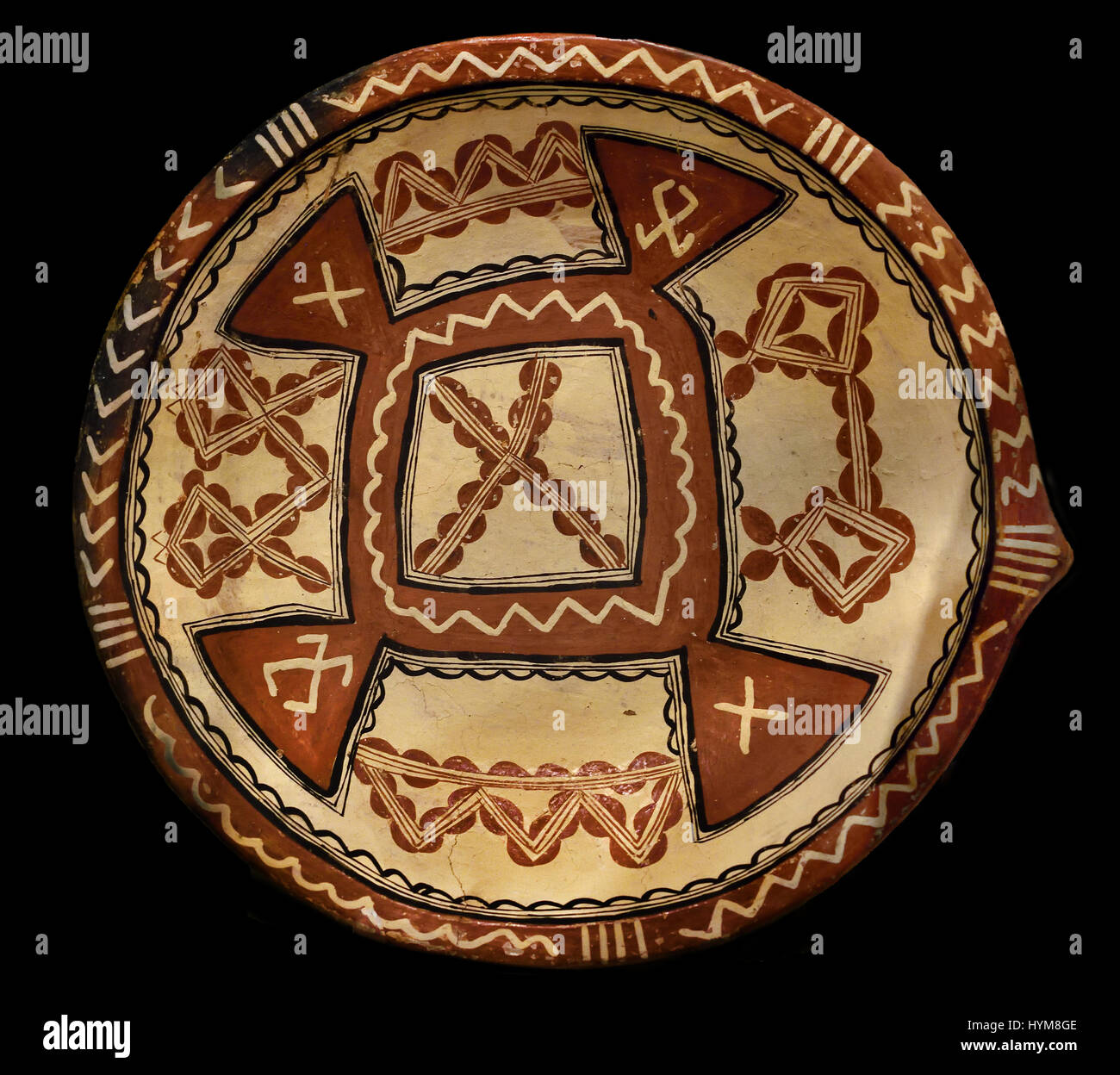 Red and white slip painted bowl ( Berber People ) Dish made of pottery ...