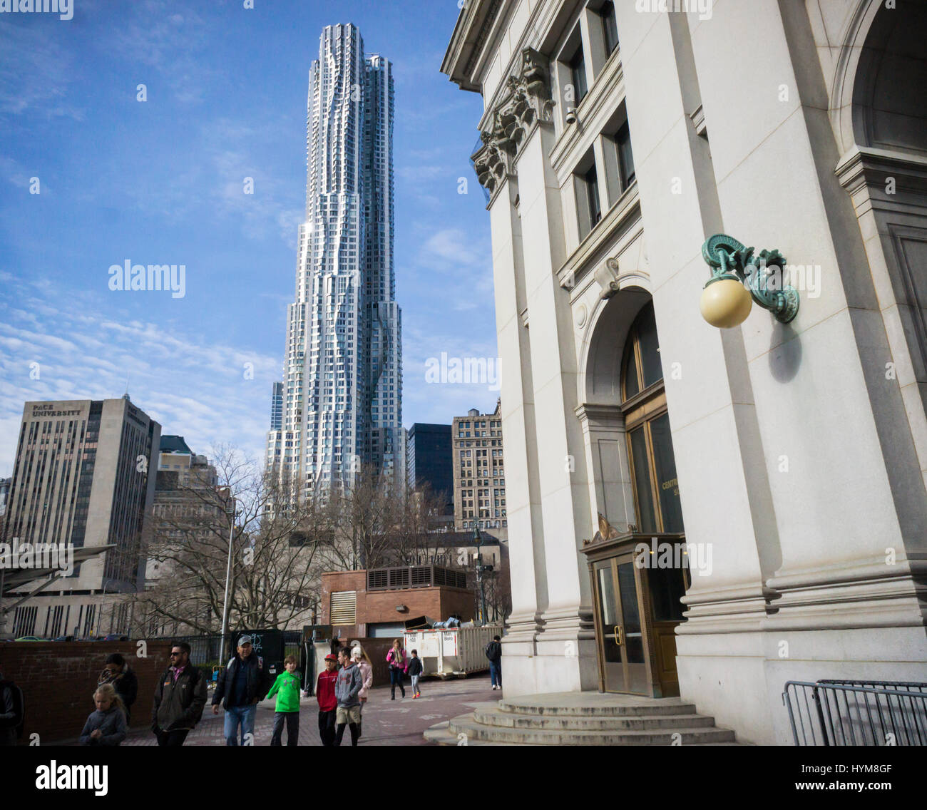 Architect Frank Gehry's 76-story Beekman Tower in Lower Manhattan seen ...