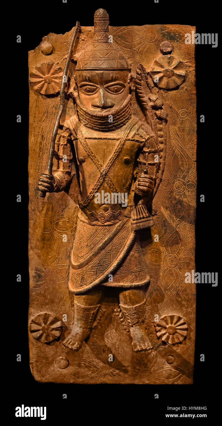 Bronze Brass plaque showing the Oba of Benin with attendants Edo ...
