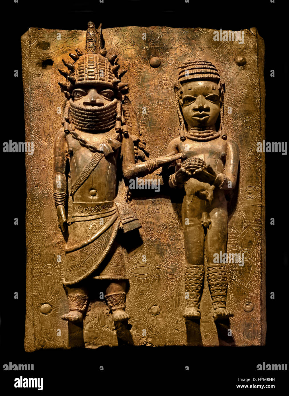 Bronze Brass plaque showing the Oba of Benin with attendants Edo ...