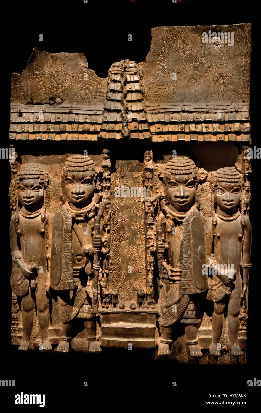 Bronze Brass plaque showing the Oba of Benin with attendants Edo ...