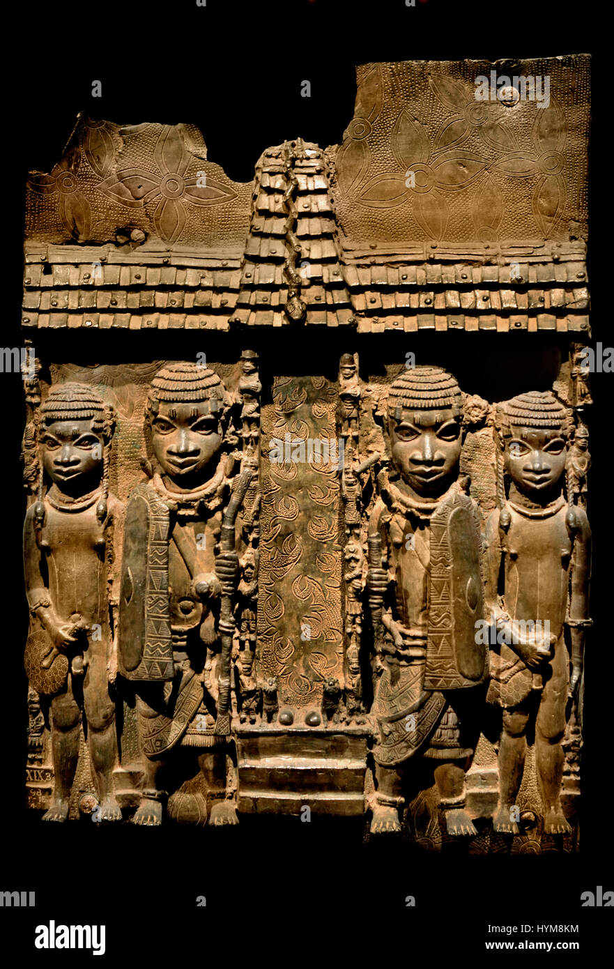 Bronze Brass plaque showing the Oba of Benin with attendants Edo ...