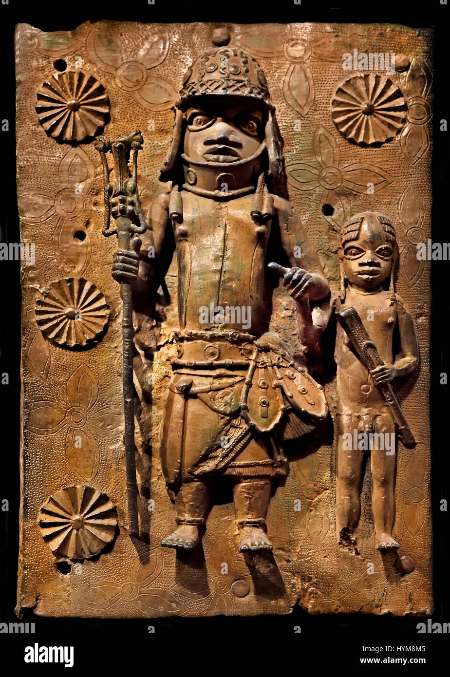 Bronze Brass plaque showing the Oba of Benin with attendants Edo ...