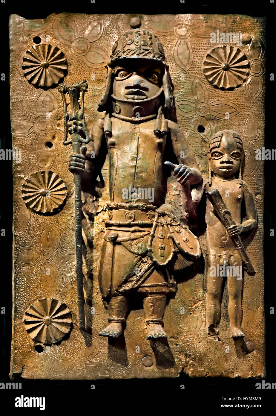 Bronze Brass plaque showing the Oba of Benin with attendants Edo ...