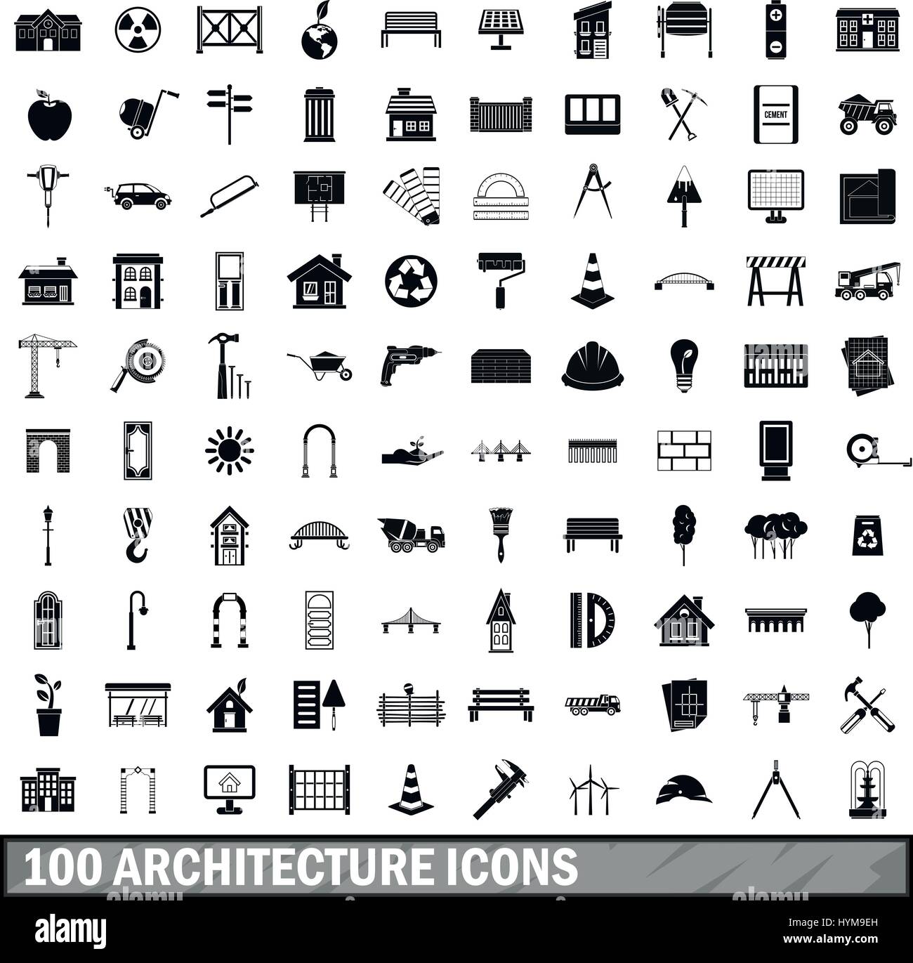 100 architecture icons set, simple style Stock Vector Image & Art - Alamy