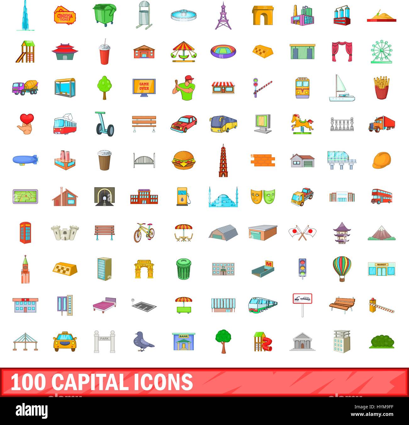 100 capital icons set, cartoon style Stock Vector Image & Art - Alamy