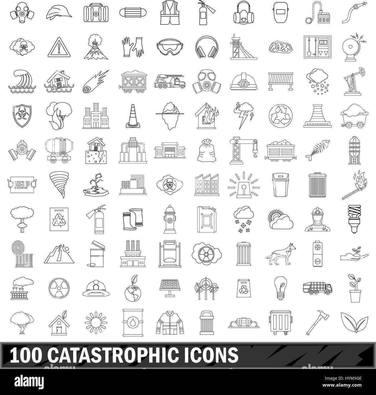 100 catastrophic icons set, outline style Stock Vector Image & Art - Alamy