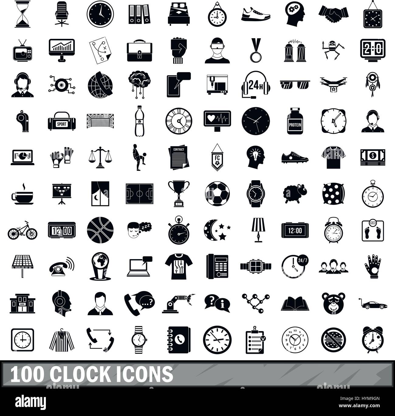 100 clock icons set, simple style Stock Vector Image & Art - Alamy